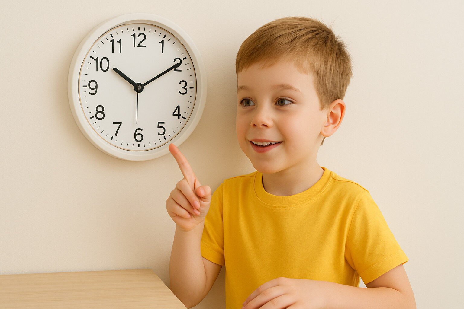 Kindern das Lesen der Uhr auf klassischem Zifferblatt beibri